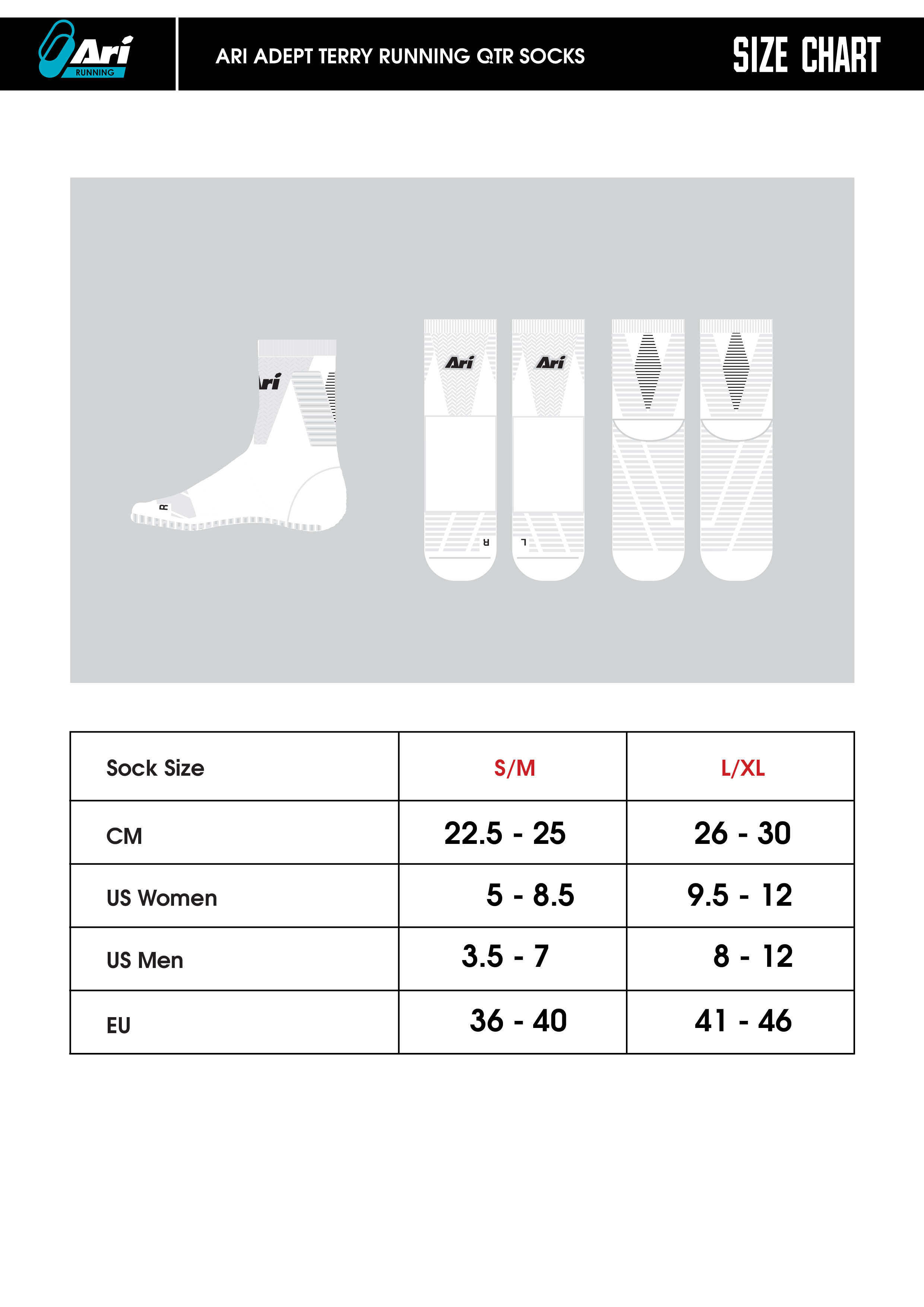 ถุงเท้าวิ่ง Ari Adept Terry Running QRT Socks นุ่ม รองรับแรงกระแทก